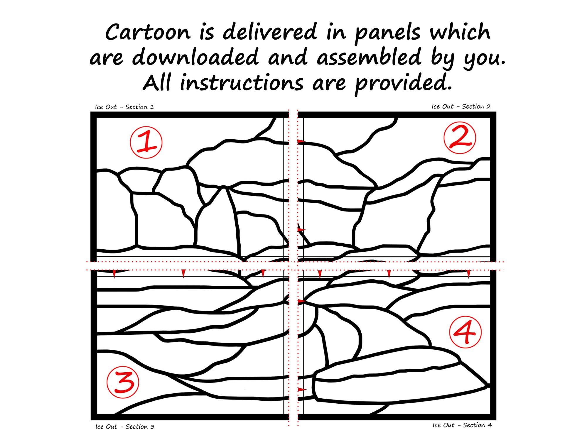 Winter Scene Stained Glass Pattern Snowy Landscape in the Tiffany Style ...