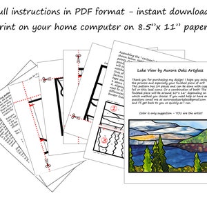 Lake View Pattern for Stained Glass or Mosaics. Makes a 10"x 16 ...