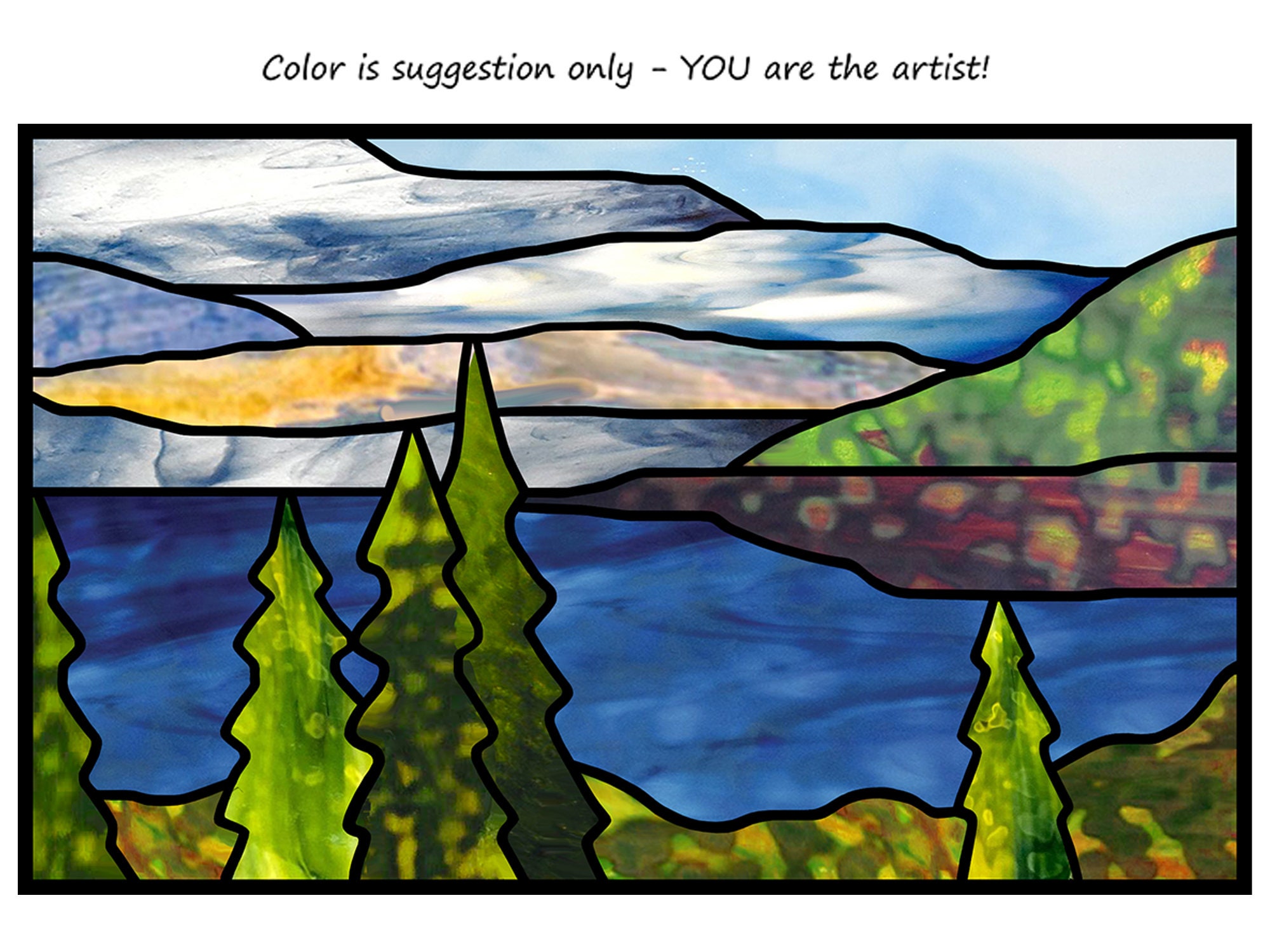 Lake View Pattern for Stained Glass or Mosaics. Makes a - Etsy
