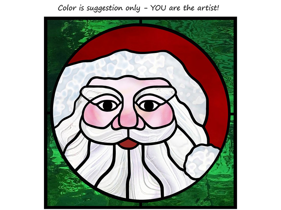 Santa Pattern for Stained Glass, Mosaics, Quilting, Needle Felting ...