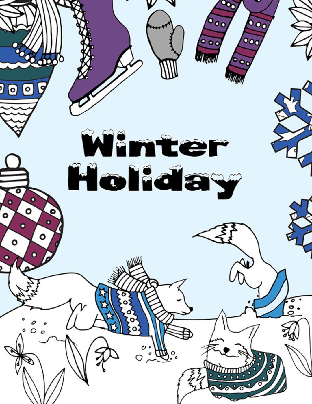 Winter Holiday Adult Coloring Book Digital Download PDF File, Quote ...