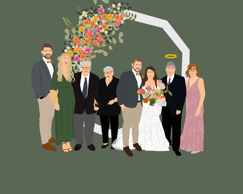 Faceless Wedding Portrait, Combin Photo Memorial Custom Line, Minimal ...