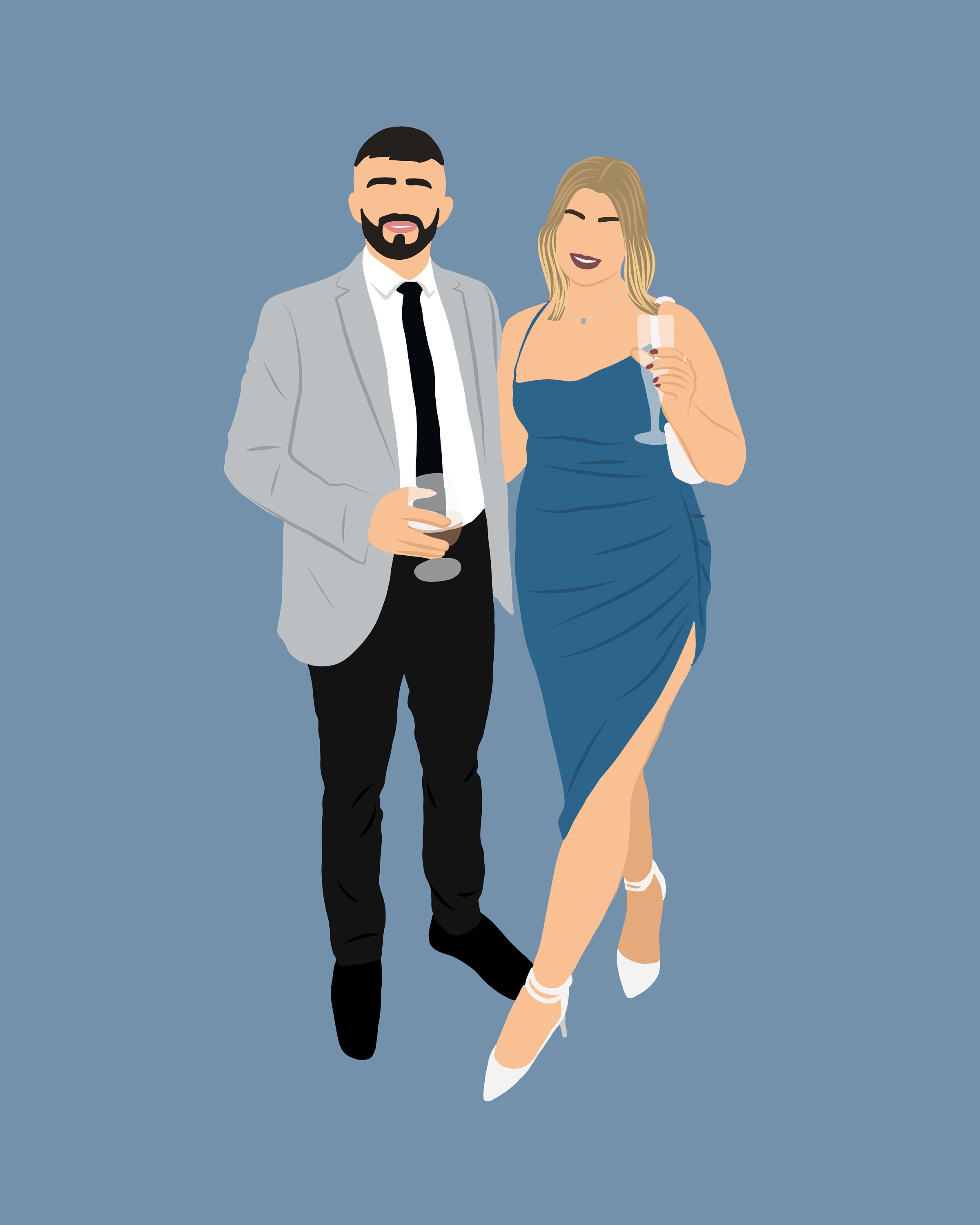 Faceless Wedding Portrait, Combin Photo Memorial Custom Line, Minimal ...