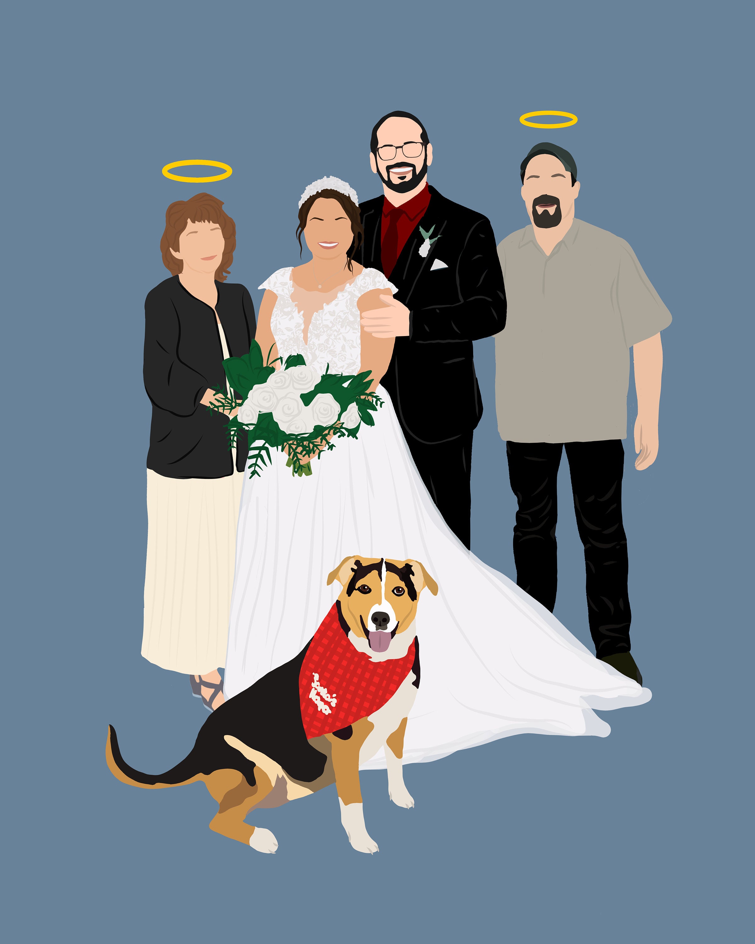 Faceless Wedding Portrait, Combin Photo Memorial Custom Line, Minimal ...