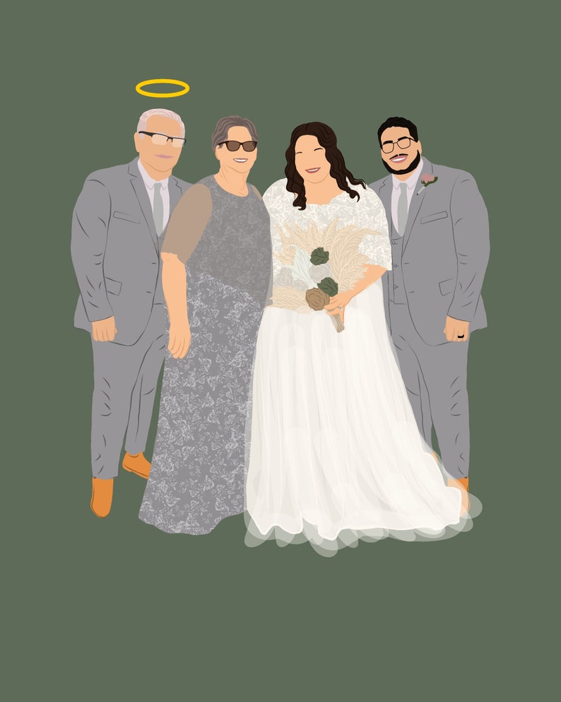 Faceless Wedding Portrait, Combin Photo Memorial Custom Line, Minimal ...