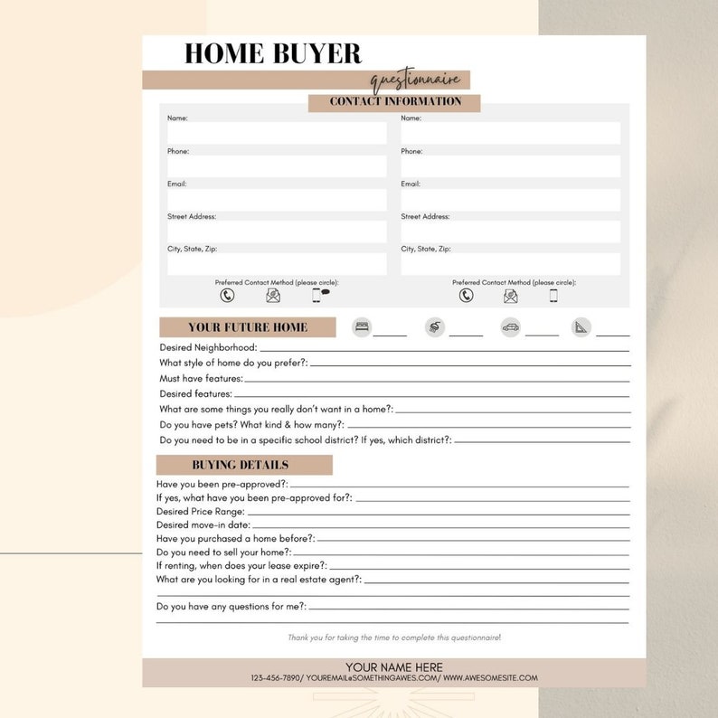 Buyer Questionnaire Real Estate Flyer Real Estate Template - Etsy