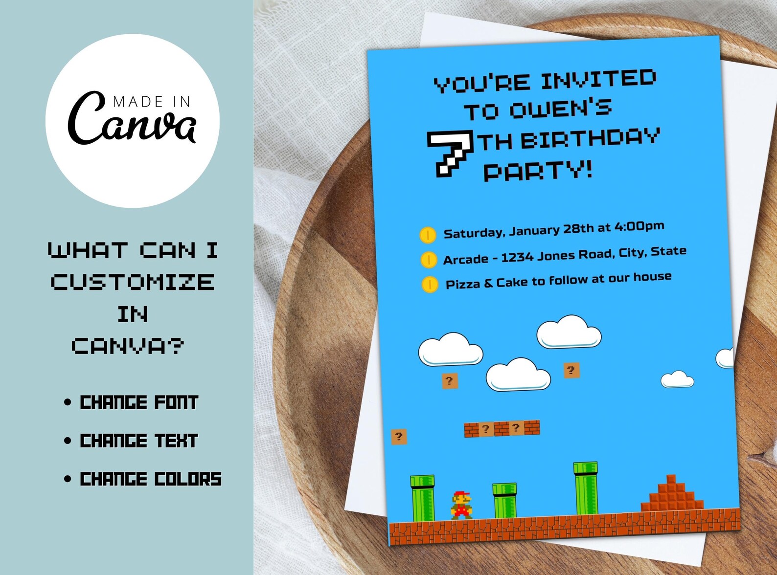 Super Mario Invite Template Mario Invite Digital Download Mario ...