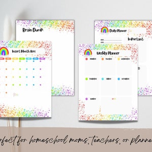 Editable Teacher Rainbow Planner Printable Homeschool Planner Schedule ...
