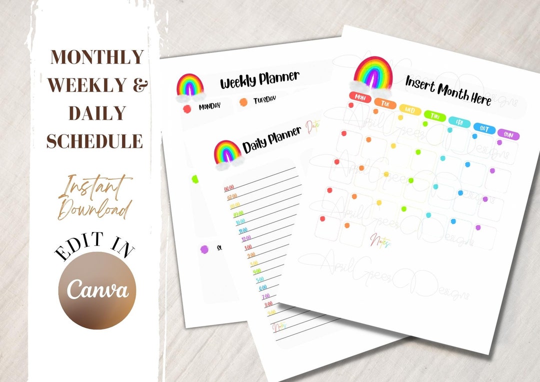Editable Rainbow Teacher Planner Printable Customizable Homeschool ...