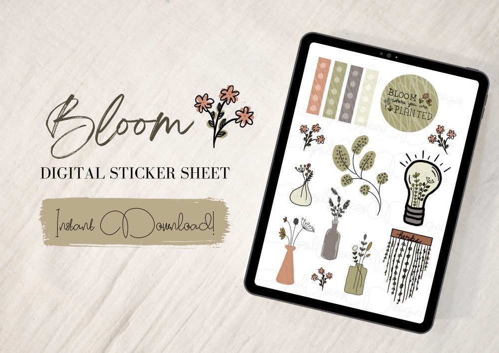 Floral Goodnotes Sticker Sheet for Digital Planning Digital Planner ...