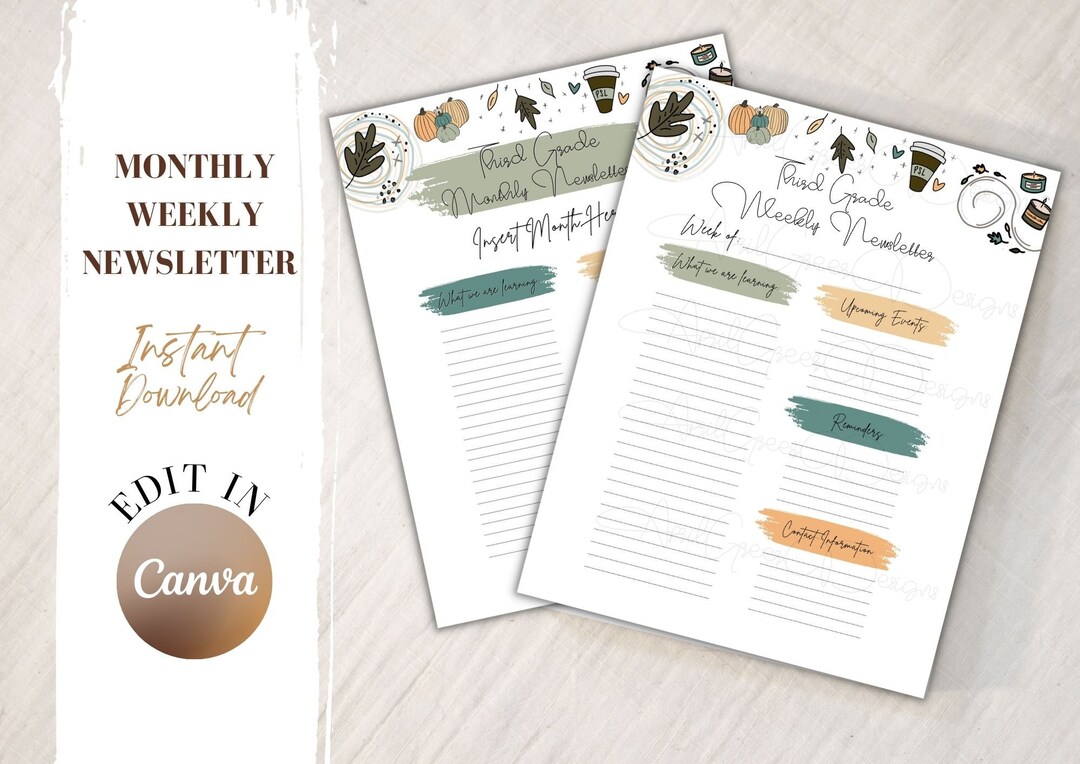 Teacher Newsletter for Elementary School Weekly Newsletter Editable ...