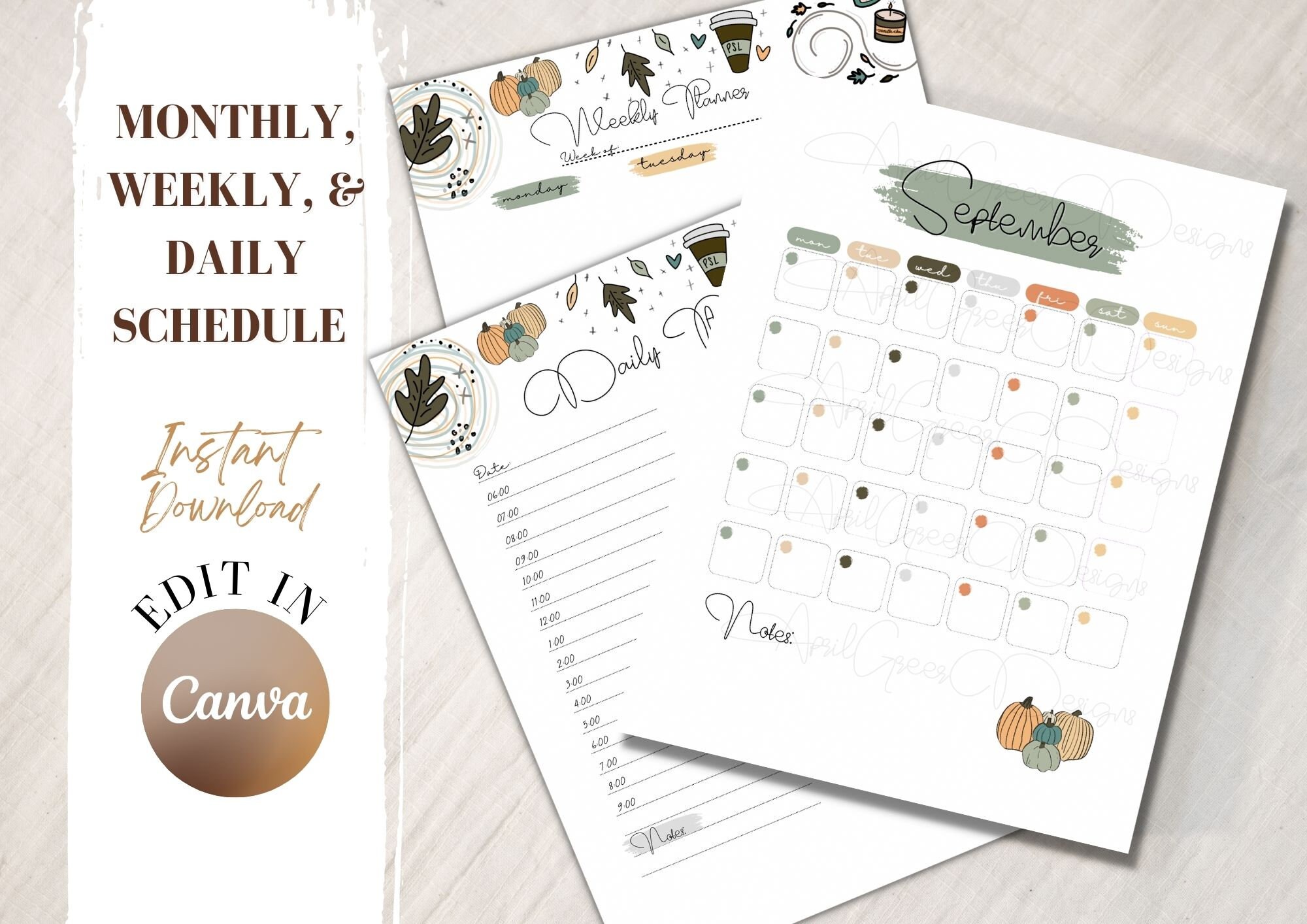 Editable Fall Planner Printable Undated Fall Happy Planner Classic ...