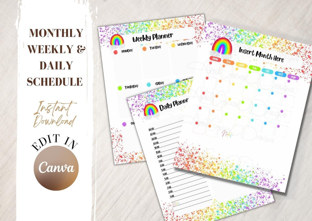 Editable Teacher Rainbow Planner Printable Homeschool Planner Schedule ...