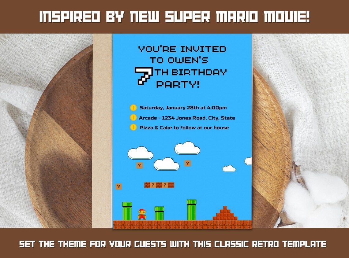 Super Mario Invite Template Mario Invite Digital Download Mario ...