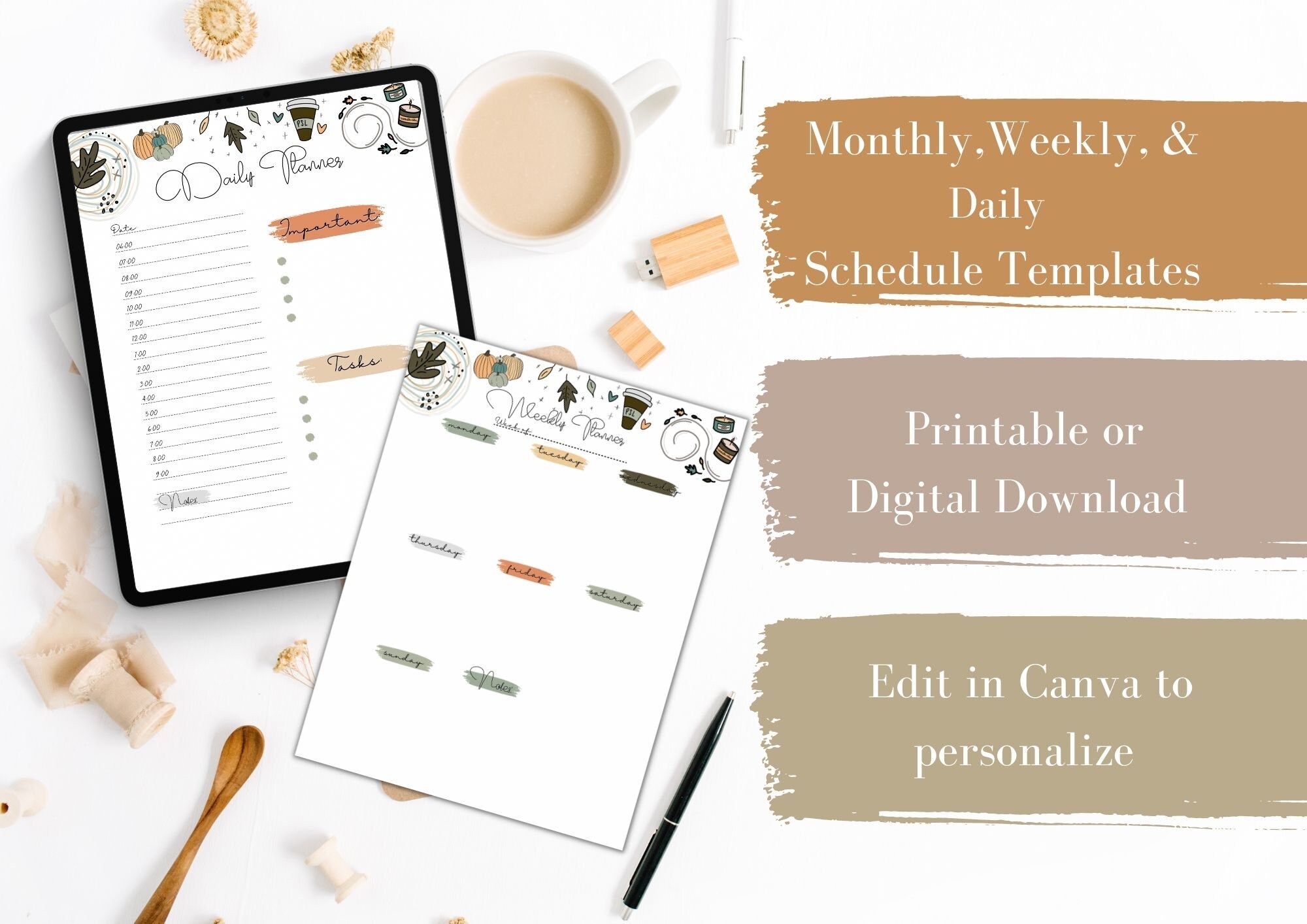Editable Fall Planner Printable Undated Fall Happy Planner Classic ...
