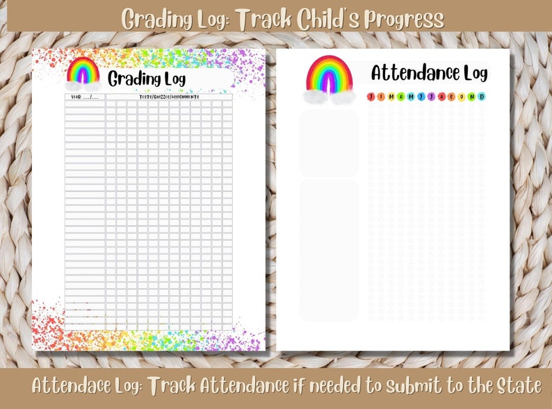 Editable Grading Sheet Homeschool Attendance Record Homeschool Grading ...