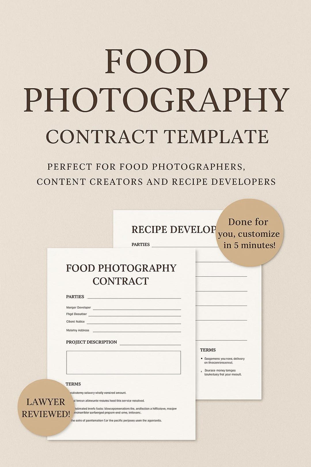 Commercial Food Photography Contract Template - With Recipe Development ...