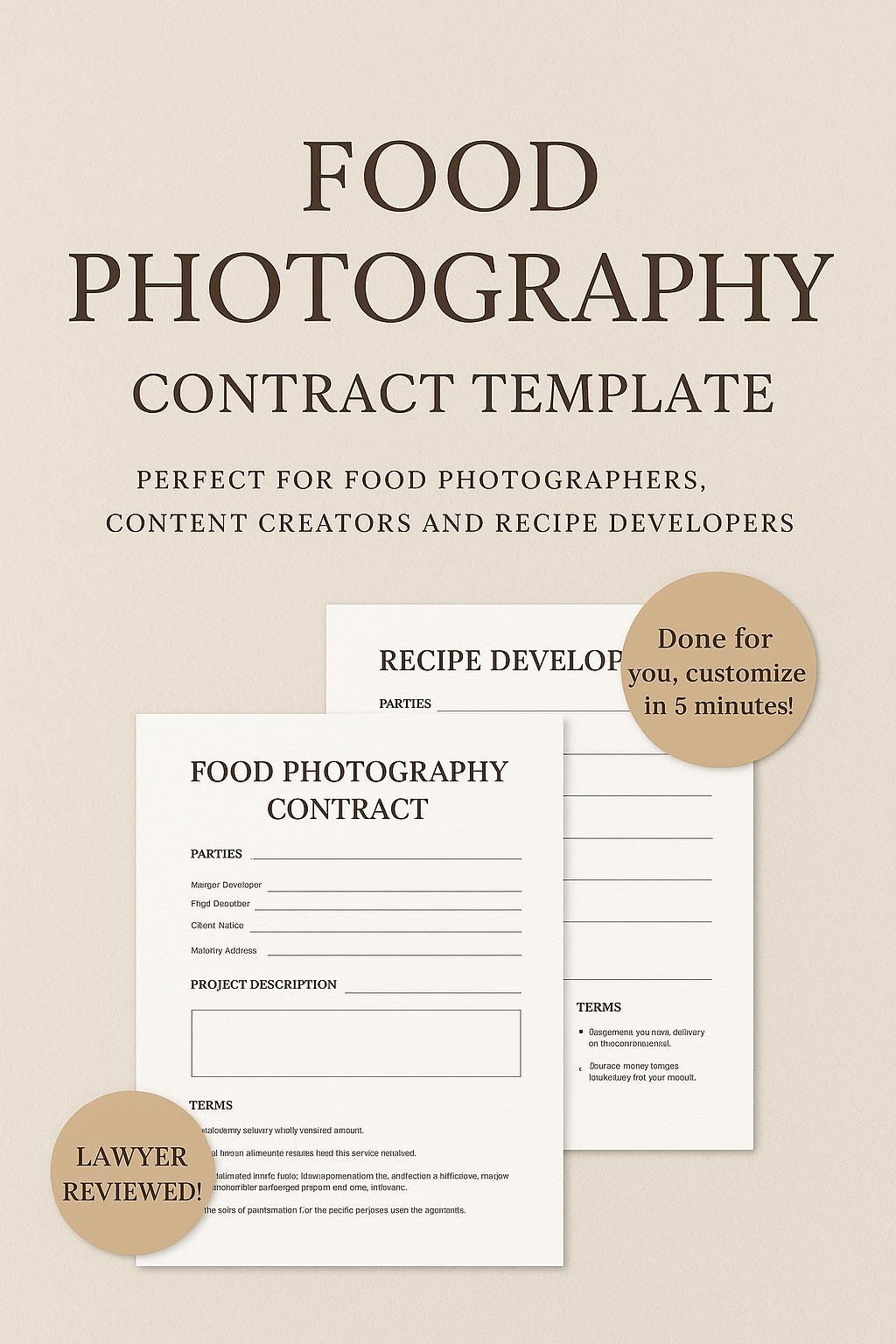 Commercial Food Photography Contract Template - With Recipe Development ...