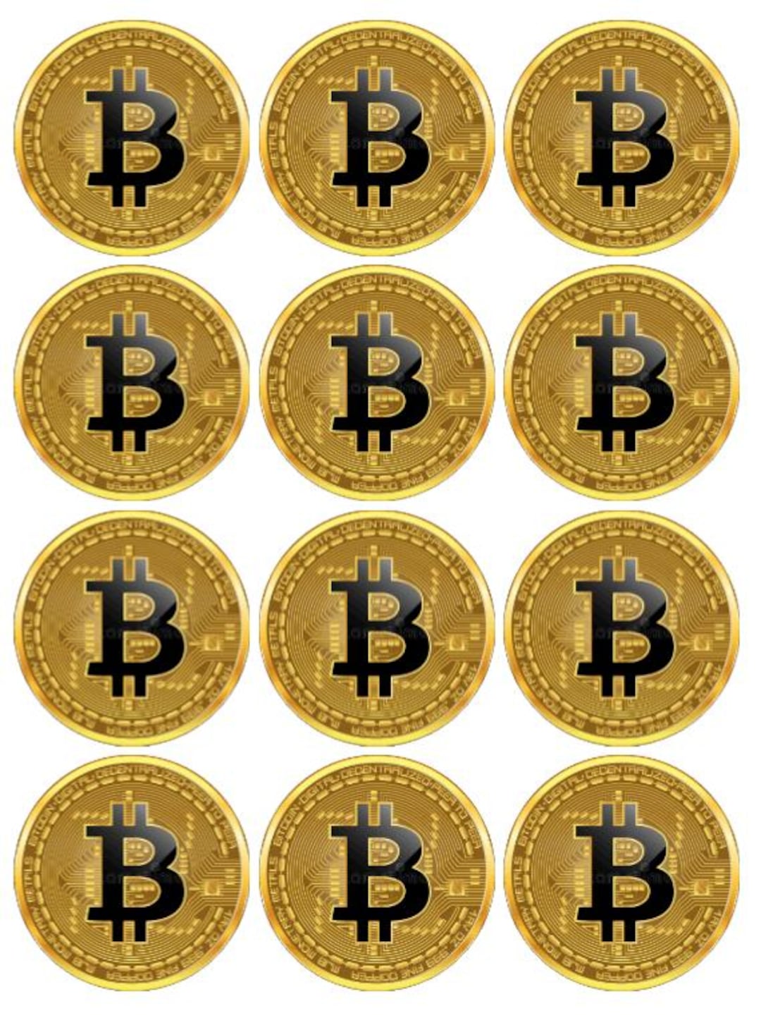 Bitcoin Edible Wafer Cake Cupcake Topper - Etsy