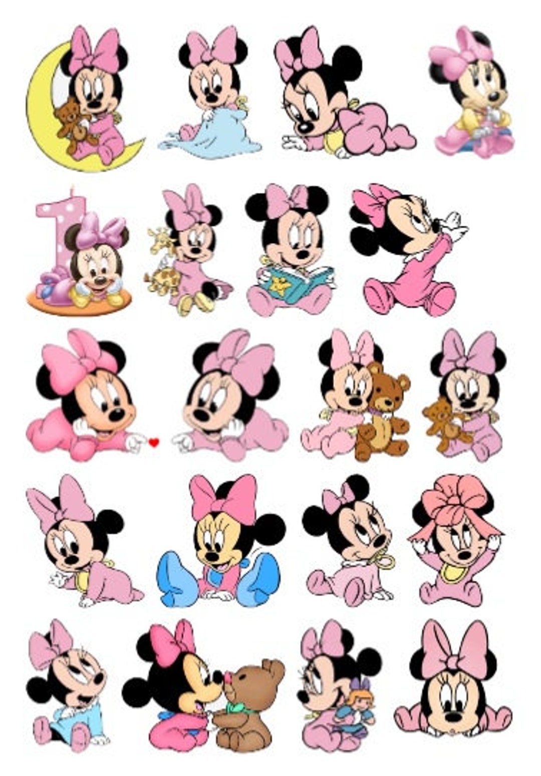Minnie Mouse Baby Edible Wafer Cake Topper/ Cupcake Topper - Etsy