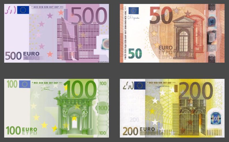 Euro Money/ Euro Notes Edible Wafer Cake/ Cupcake/ Cocktail Topper PRE ...