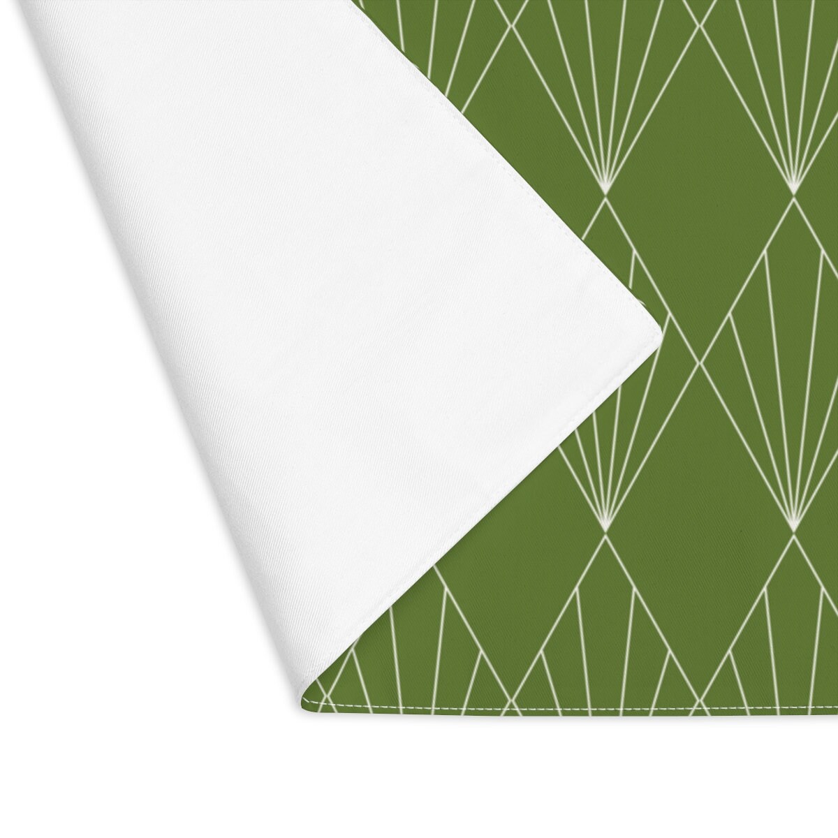 Olive Green and White/cream Art Deco Patterned Placemat, Holiday ...