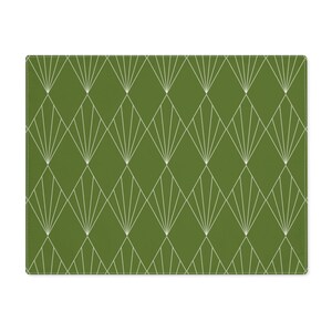 Olive Green and White/cream Art Deco Patterned Placemat, Holiday ...