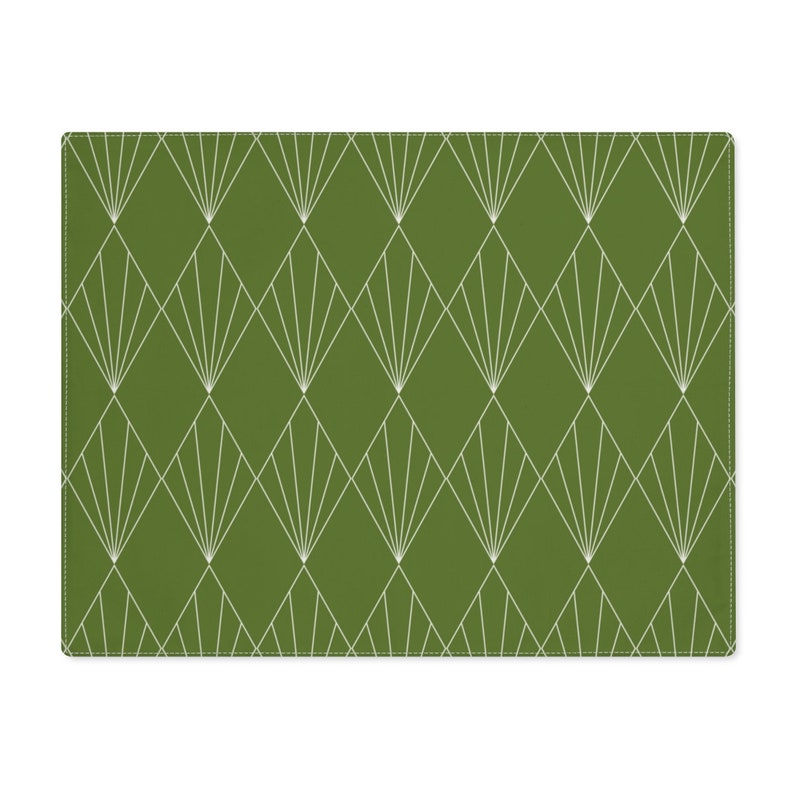 Olive Green and White/cream Art Deco Patterned Placemat, Holiday ...