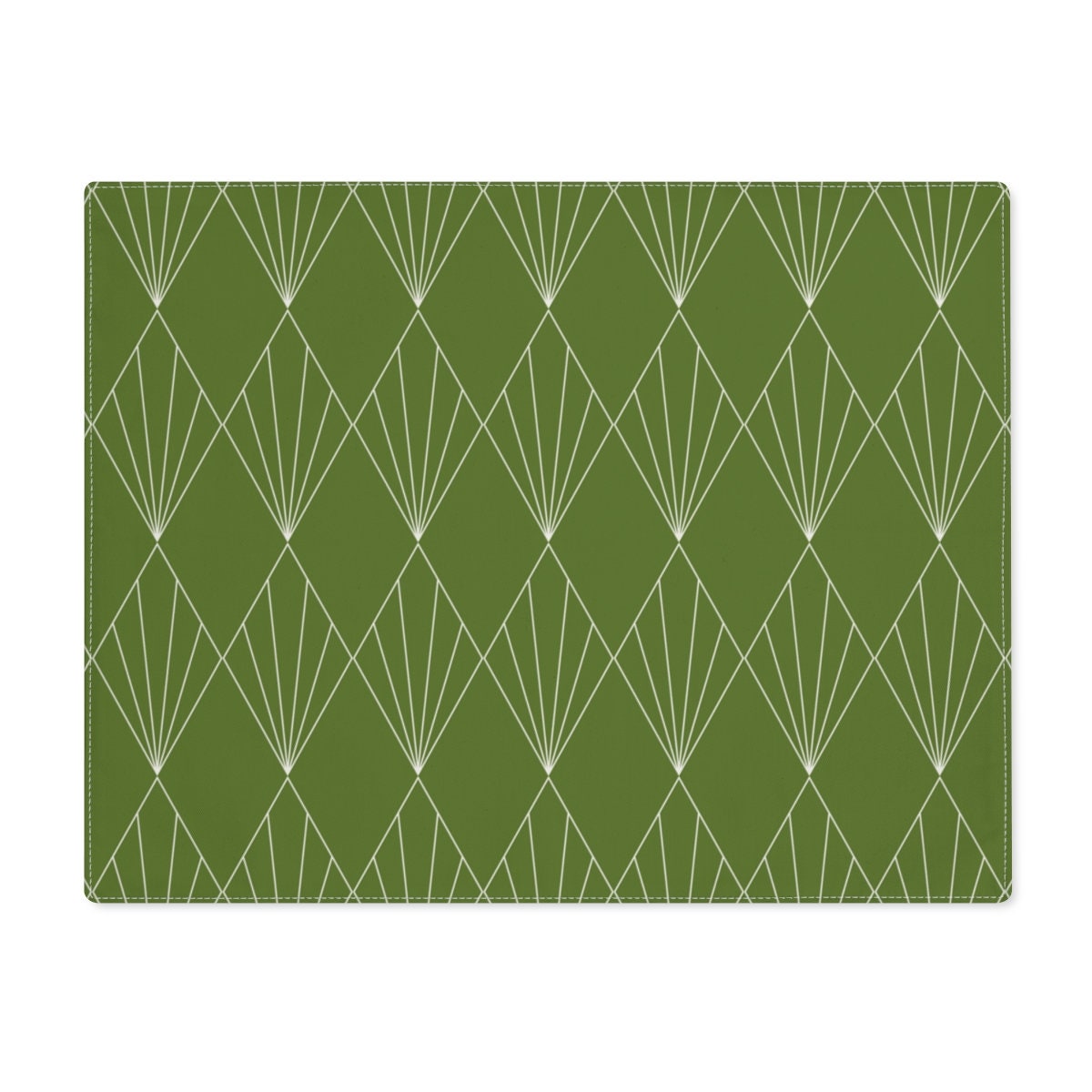 Olive Green and White/cream Art Deco Patterned Placemat, Holiday ...