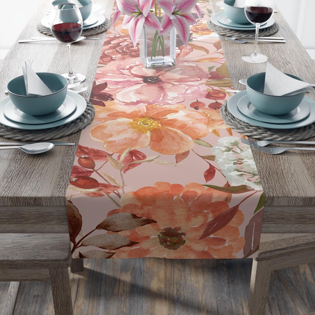 Water Color Floral Table Runner, Kitchen Runner, Traditional, French ...