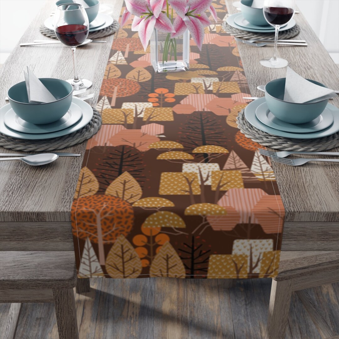 Boho Tree Table Runner, Bohemian, Forest Table Runner, Thanksgiving ...