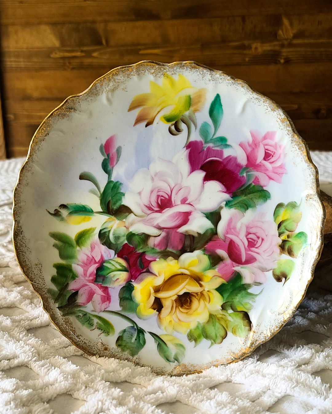 Vintage Rose Plate - Etsy