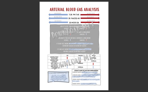 ABG Analysis Cheat Sheet/ Arterial Blood Gas | Etsy