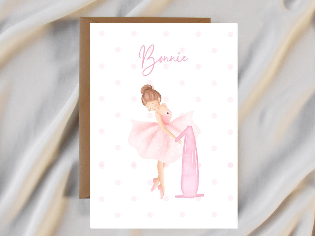 1st Birthday Ballerina - Little Girl - Personalised - Custom Card for ...