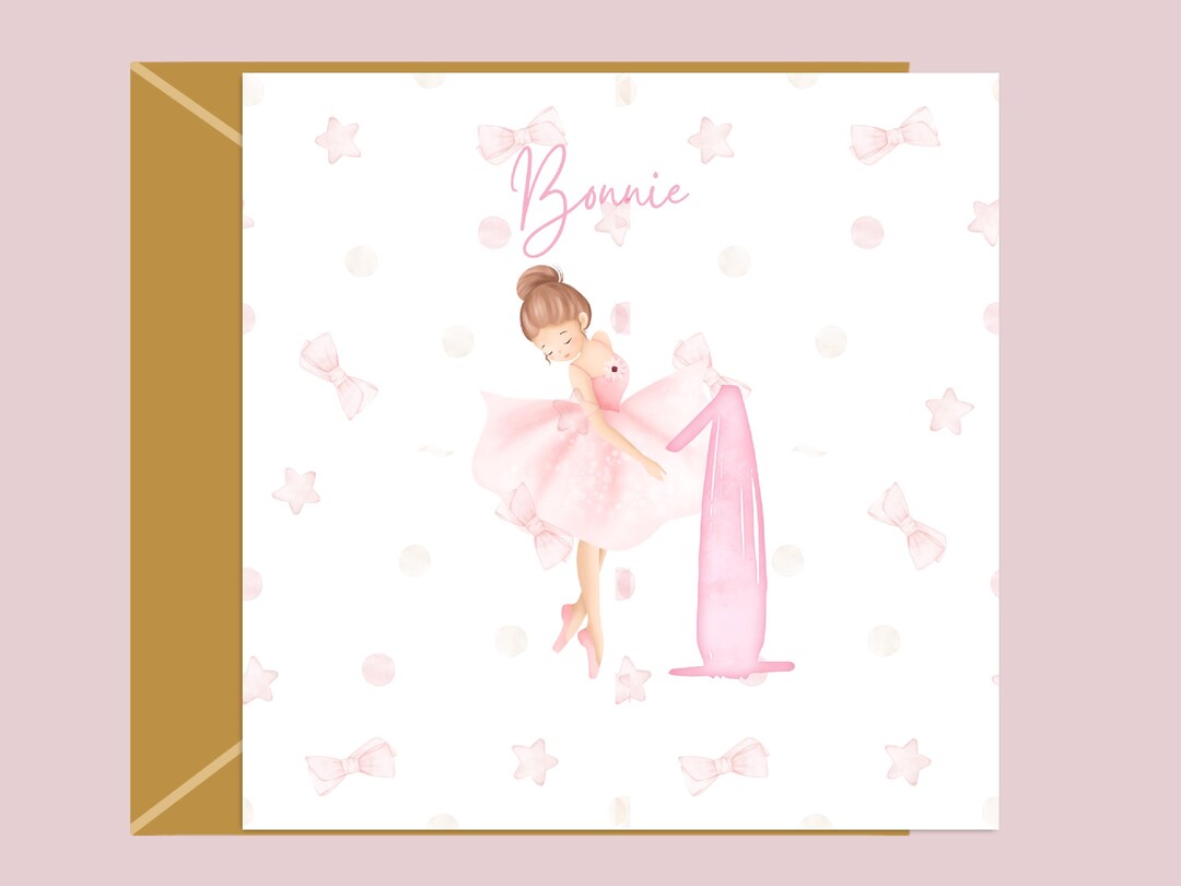 1st Birthday Ballerina - Little Girl - Personalised - Custom Card for ...