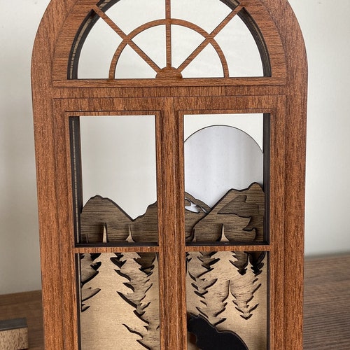 Black Cat in Window 3D Wood Shadow Box Handcrafted Scene / - Etsy