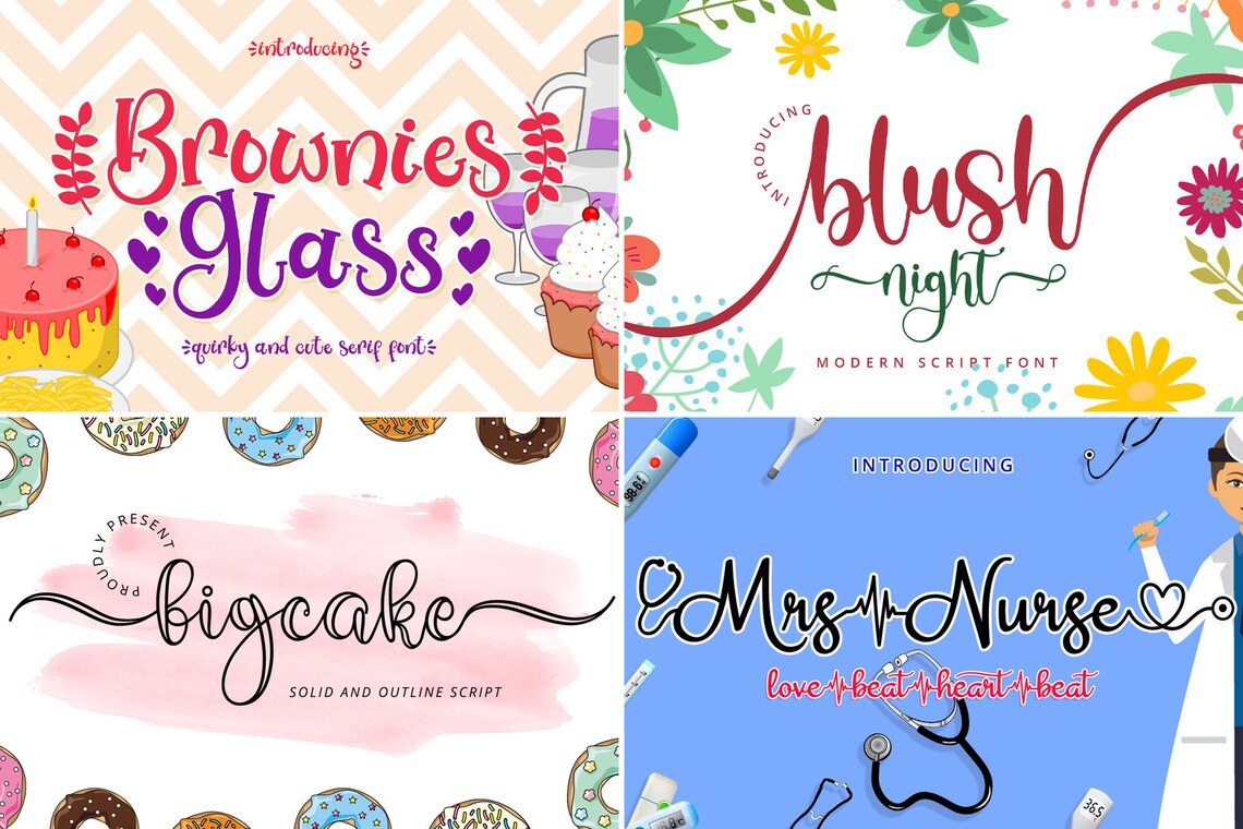 Script Font Bundle, Handwritten Font Bundle, Calligraphy Font, Swash ...