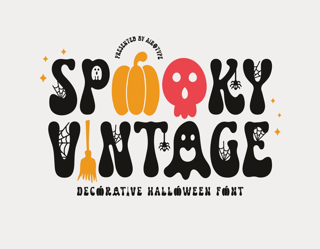 Spooky Vintage Font, Retro Font, Halloween Font, Groovy Font ...