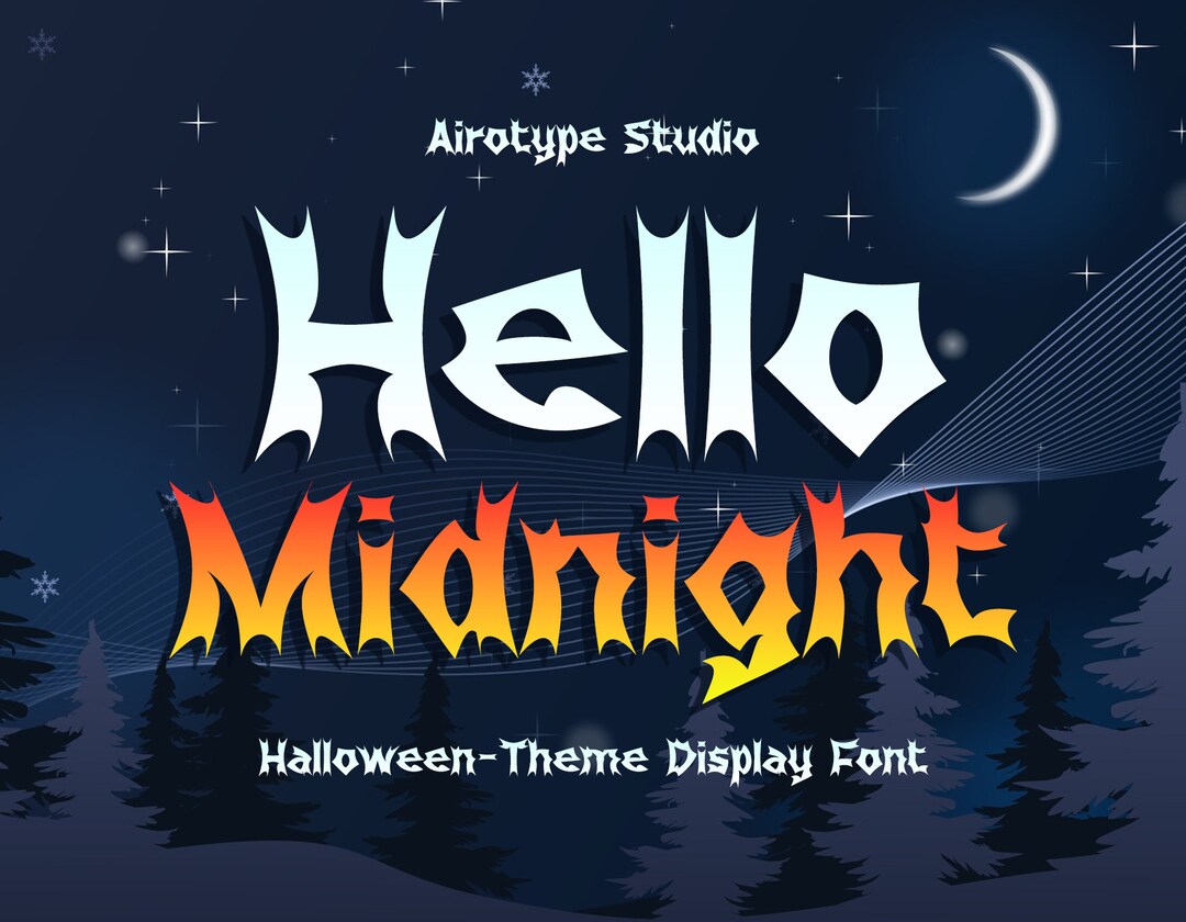 Hello Midnight Font, Display Font, Spooky Font, Halloween Font, Cute ...