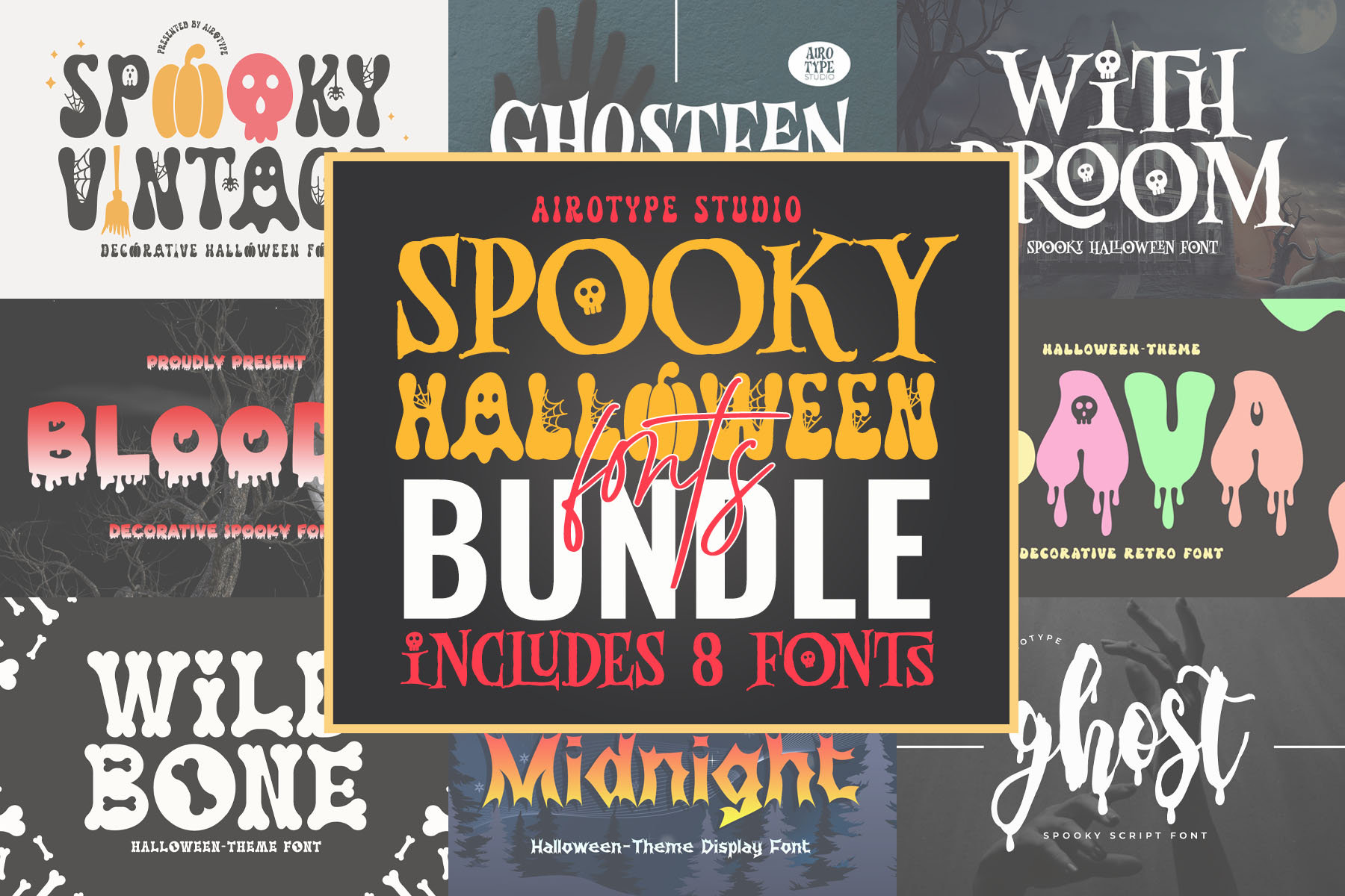 Spooky Font Bundle, Halloween Font Bundle, Font Bundle, Horror Font ...