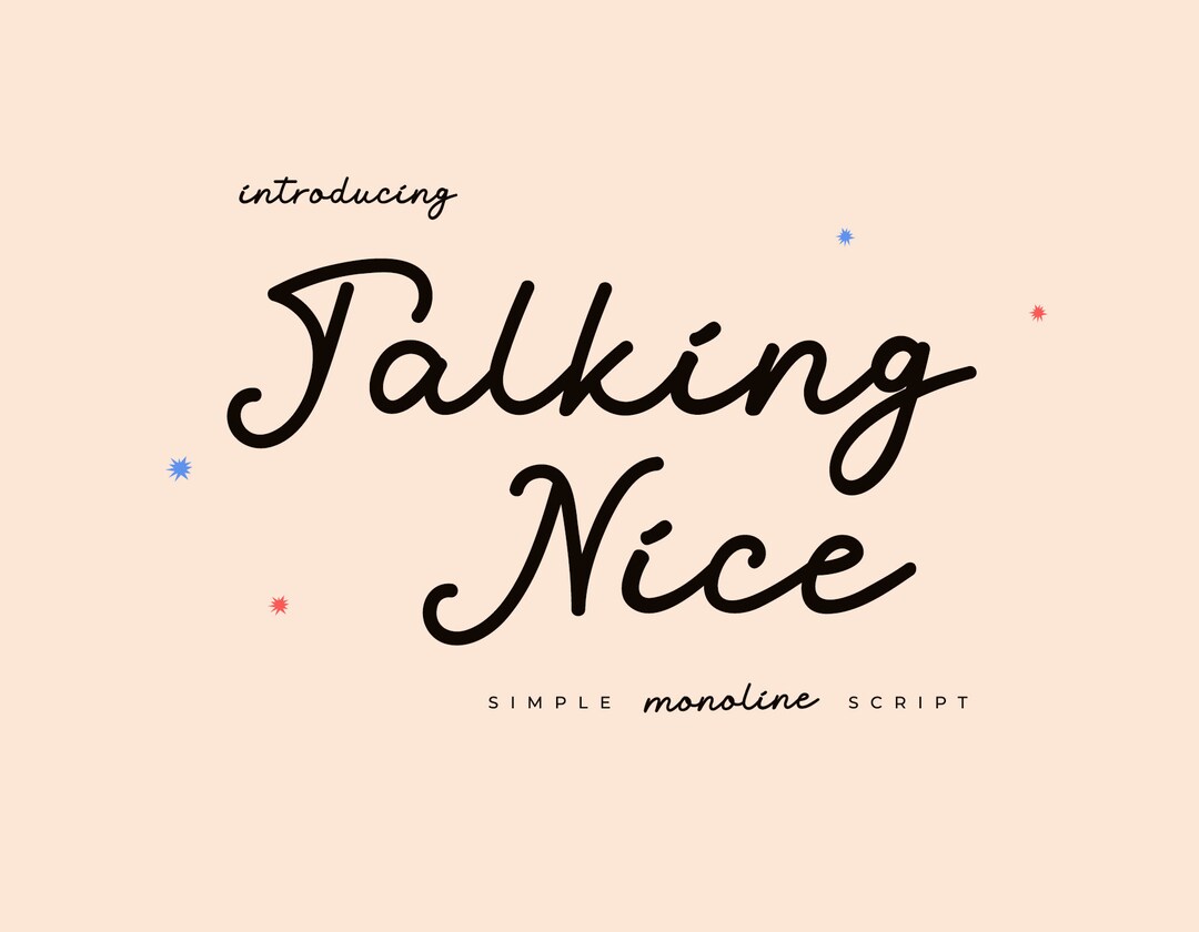 Talking Nice Font Monoline Font Single Line Font Script Font Handwritten Font Cursive Font