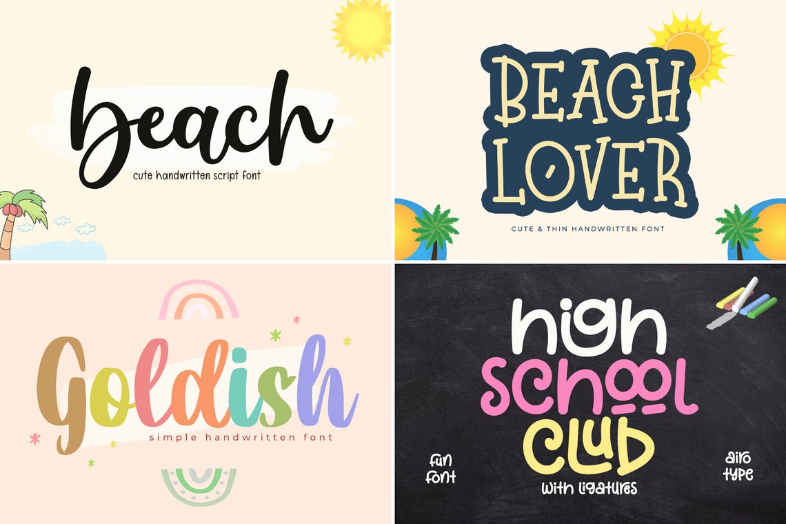 Handwritten Font Bundle, Cute Font, School Font, Script Font ...