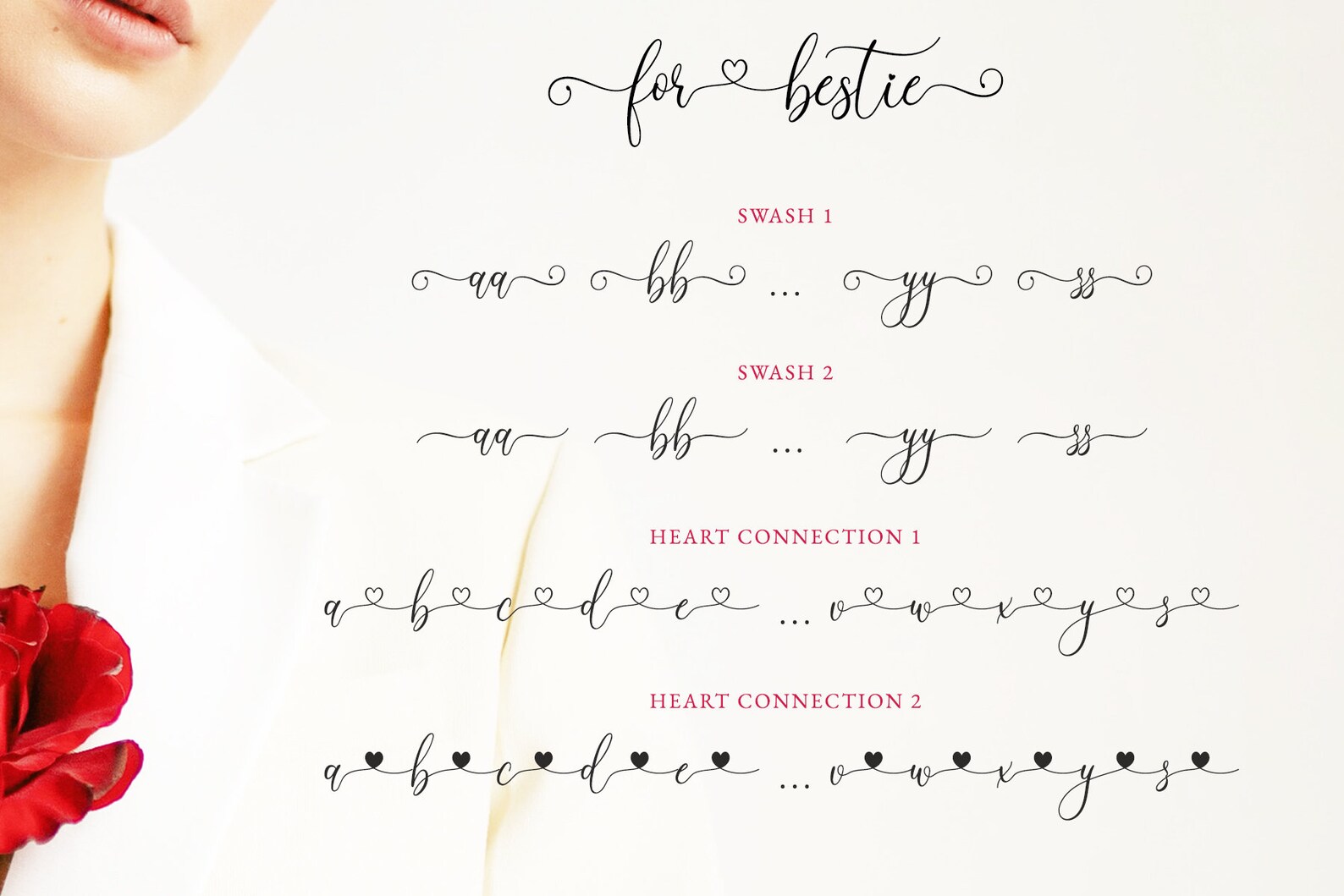 For Bestie Font, Script Font, Handwritten Font, Valentines Font, Heart Font, Heart Swash, Heart ...