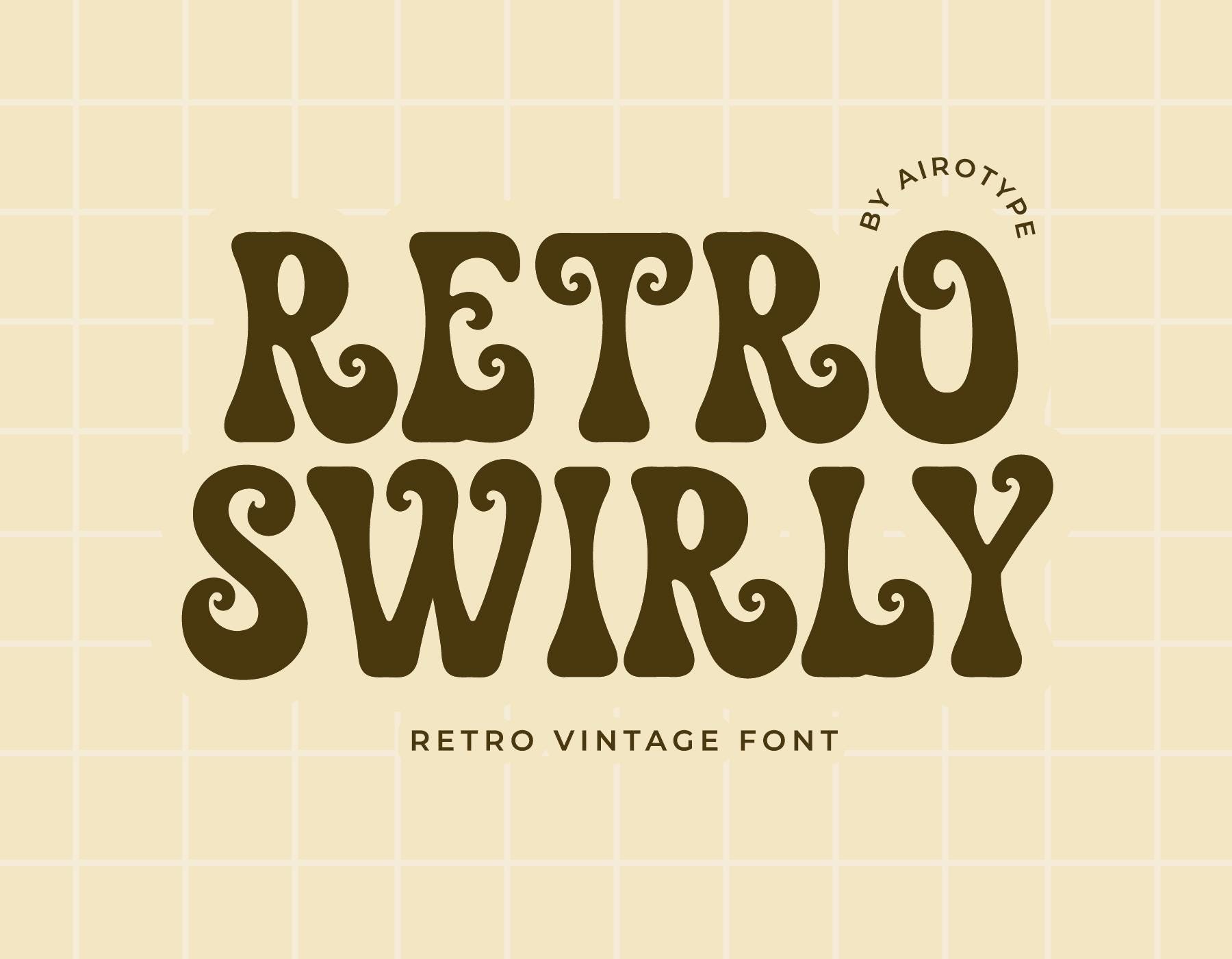 Retro Swirly Font, Vintage Font, Groovy Font, Old Font, Elegant Font ...