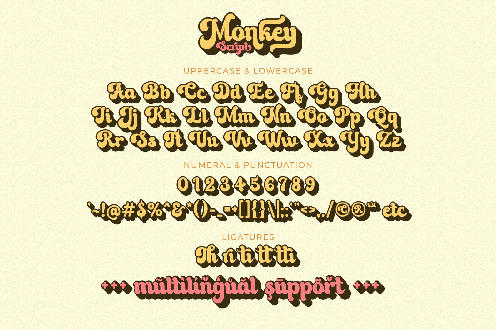 Monkey Script Font, Retro Font, Groovy Font, Vintage Font, Handwritten ...