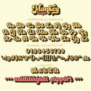 Monkey Script Font, Retro Font, Groovy Font, Vintage Font, Handwritten ...