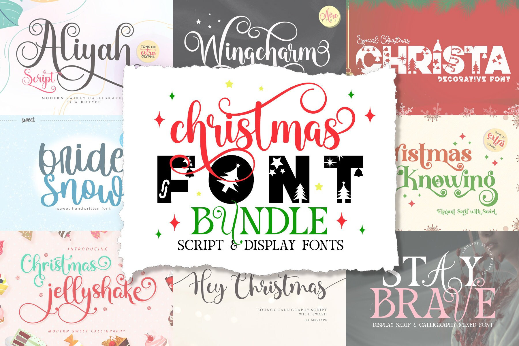 Christmas Font Bundle, Handwritten Font, Script Font, Swash Font, Font ...
