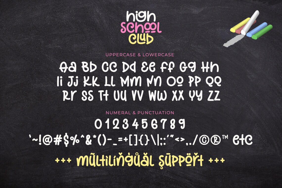 High School Club Font Handwritten Font Handwriting Font - Etsy