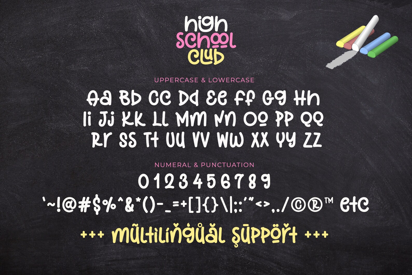 High School Club Font Handwritten Font Handwriting Font - Etsy