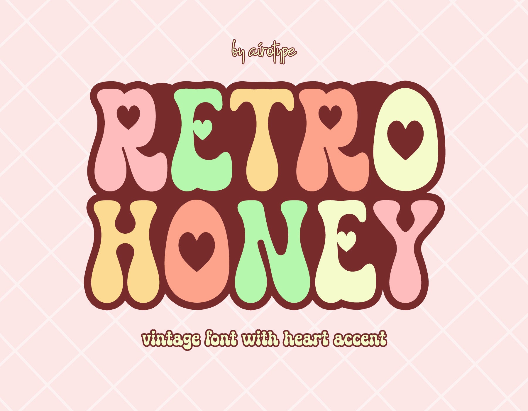 Retro Honey Font, Retro Font, Valentines Font, Vintage Font, Heart Font ...